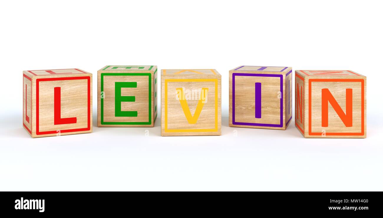 The name levin written with Isolated wooden toy cubes Stock Photo - Alamy