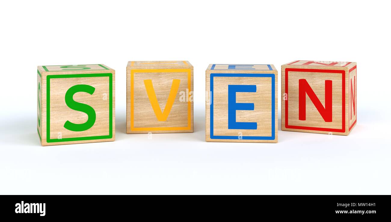 The name sven written with Isolated wooden toy cubes Stock Photo - Alamy