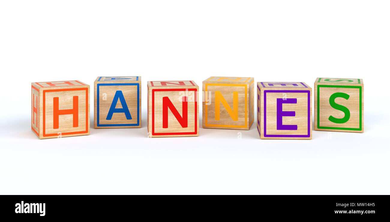 The name hannes written with Isolated wooden toy cubes Stock Photo - Alamy