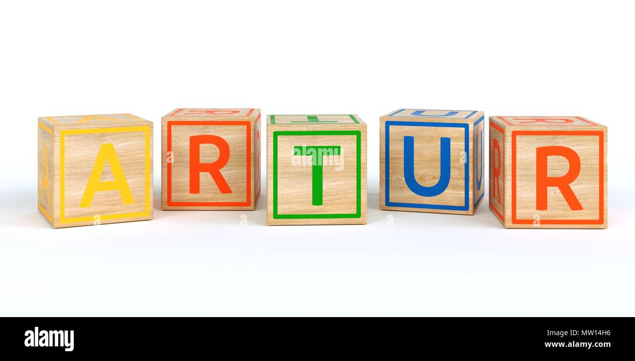 The name artur written with Isolated wooden toy cubes Stock Photo - Alamy