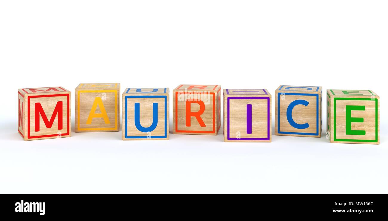 The name maurice written with Isolated wooden toy cubes Stock Photo - Alamy