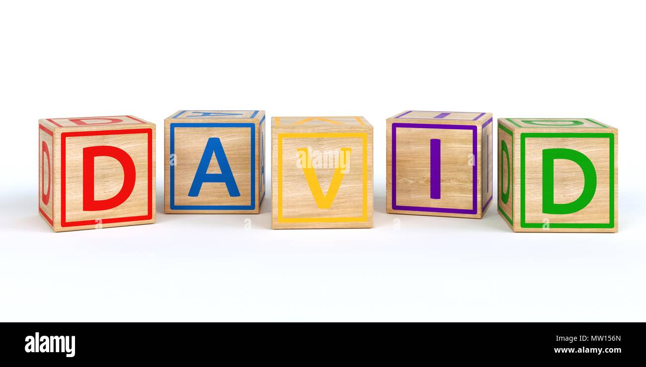 The name david written with Isolated wooden toy cubes Stock Photo - Alamy