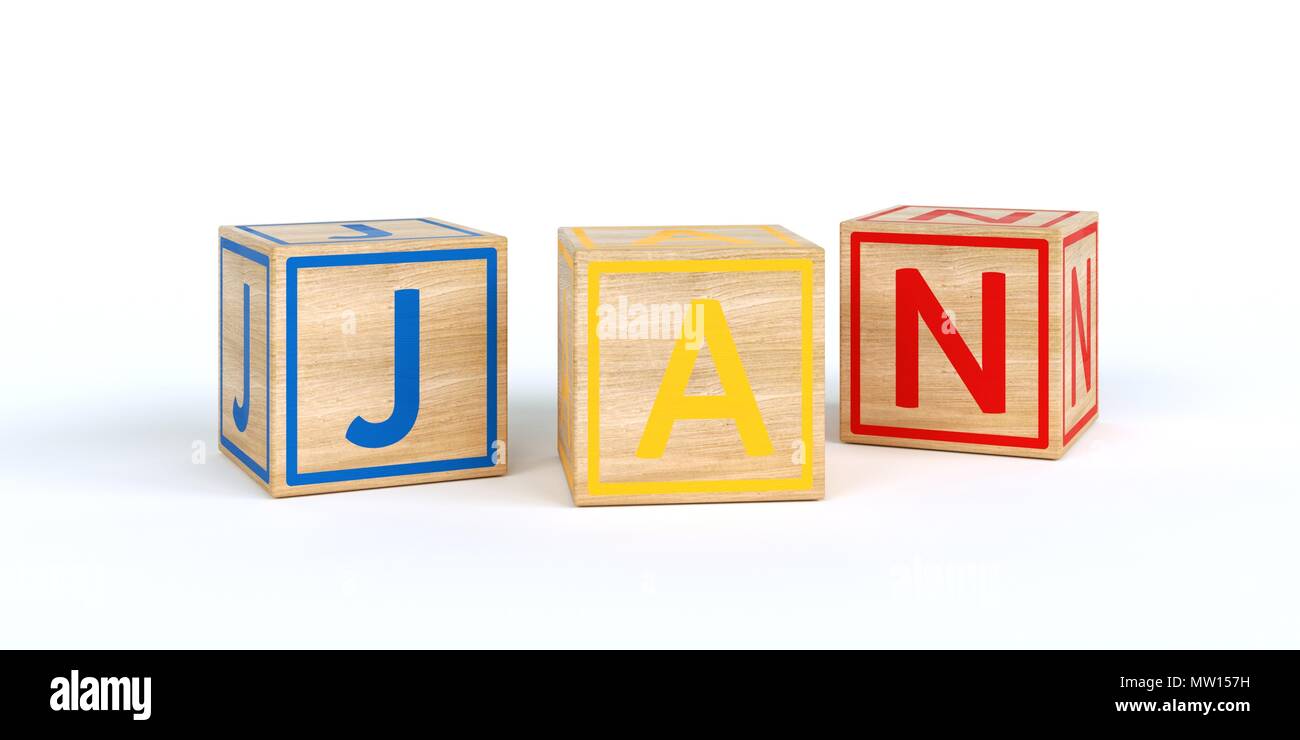 The name jan written with Isolated wooden toy cubes Stock Photo - Alamy