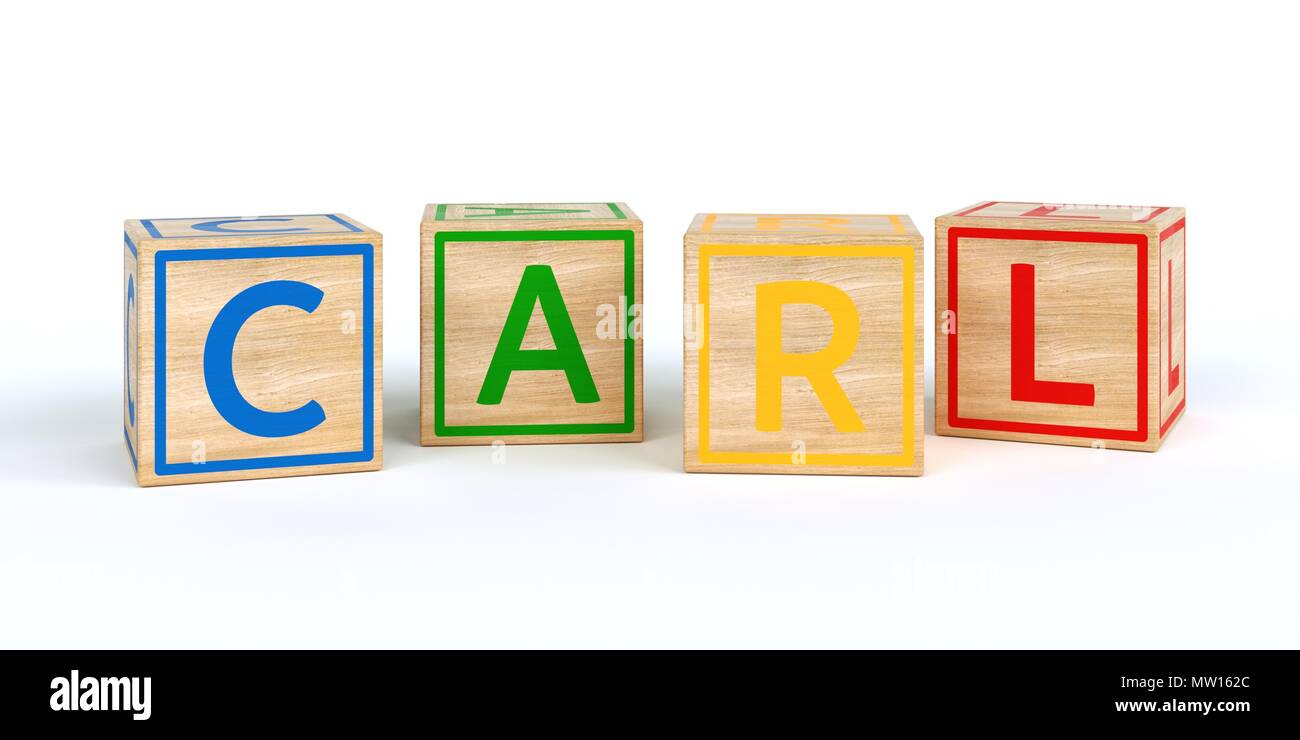 The name carl written with Isolated wooden toy cubes Stock Photo - Alamy