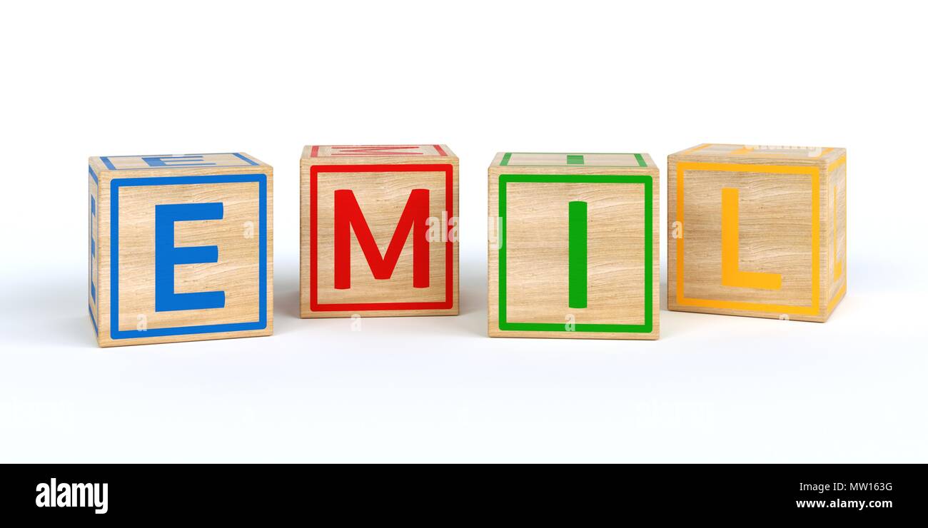 The name emil written with Isolated wooden toy cubes Stock Photo - Alamy