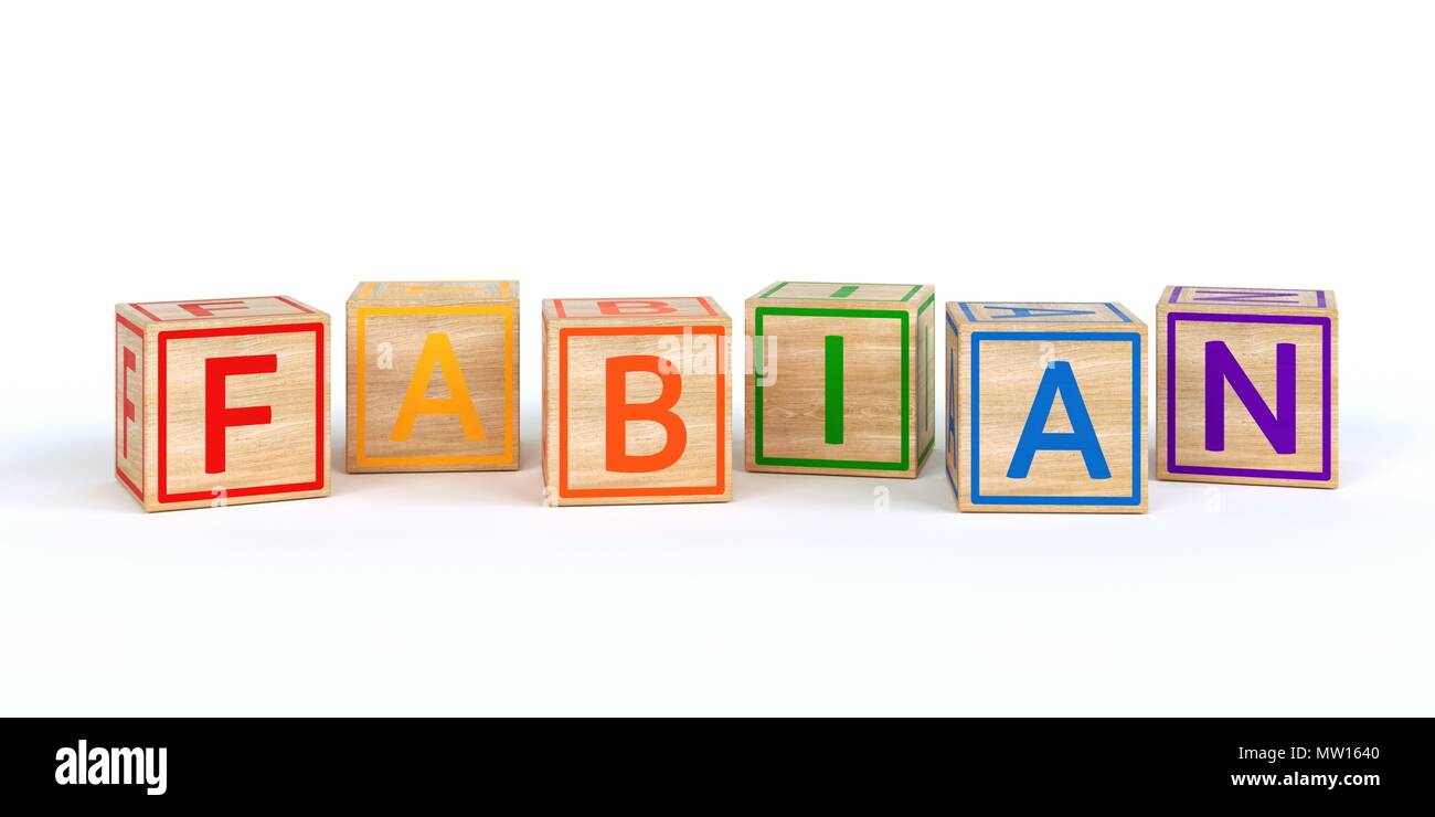 The name fabian written with Isolated wooden toy cubes Stock Photo - Alamy