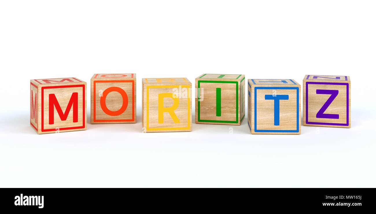 The name moritz written with Isolated wooden toy cubes Stock Photo - Alamy