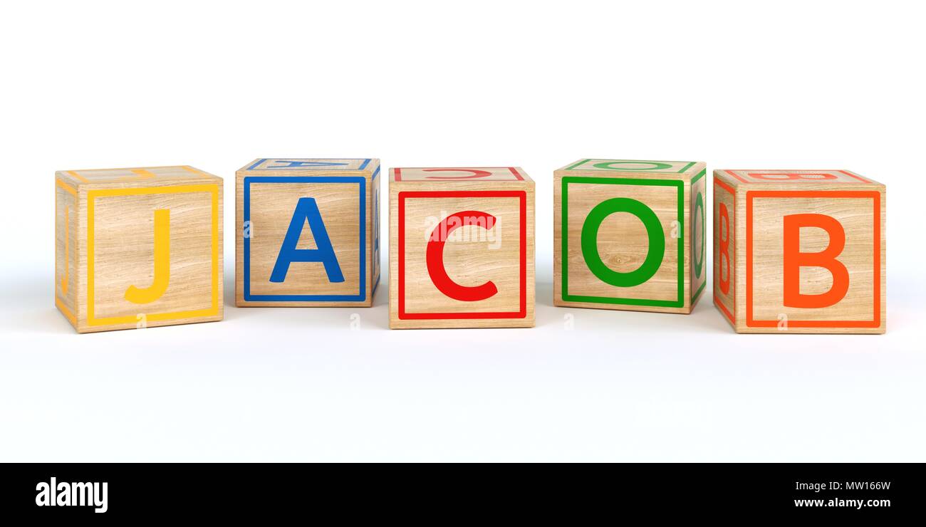 The name jacob written with Isolated wooden toy cubes Stock Photo - Alamy