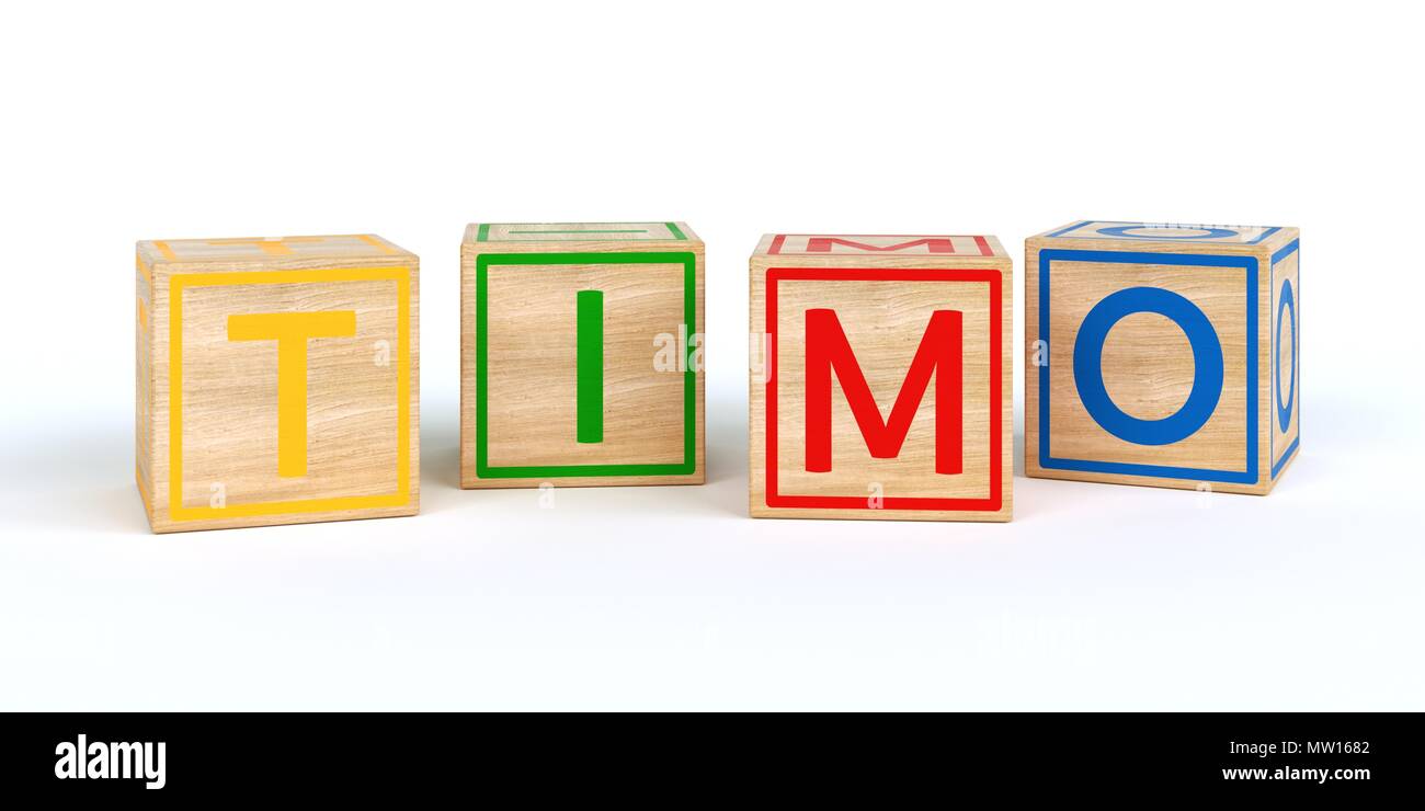 The name timo written with Isolated wooden toy cubes Stock Photo - Alamy