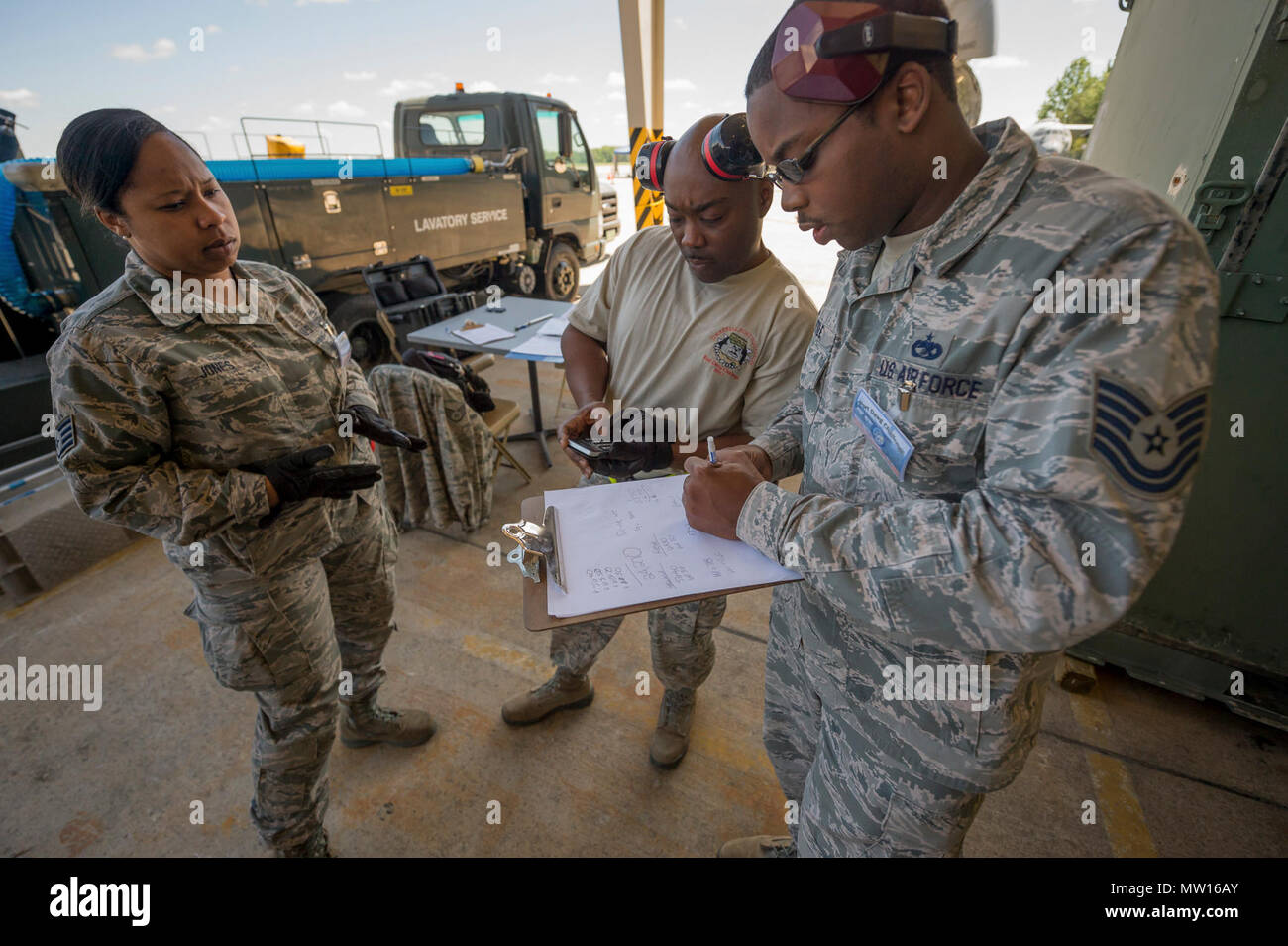 From left, U.S. Air Force Staff Sgt. Alexia Jones and Tech. Sgts. Eric ...