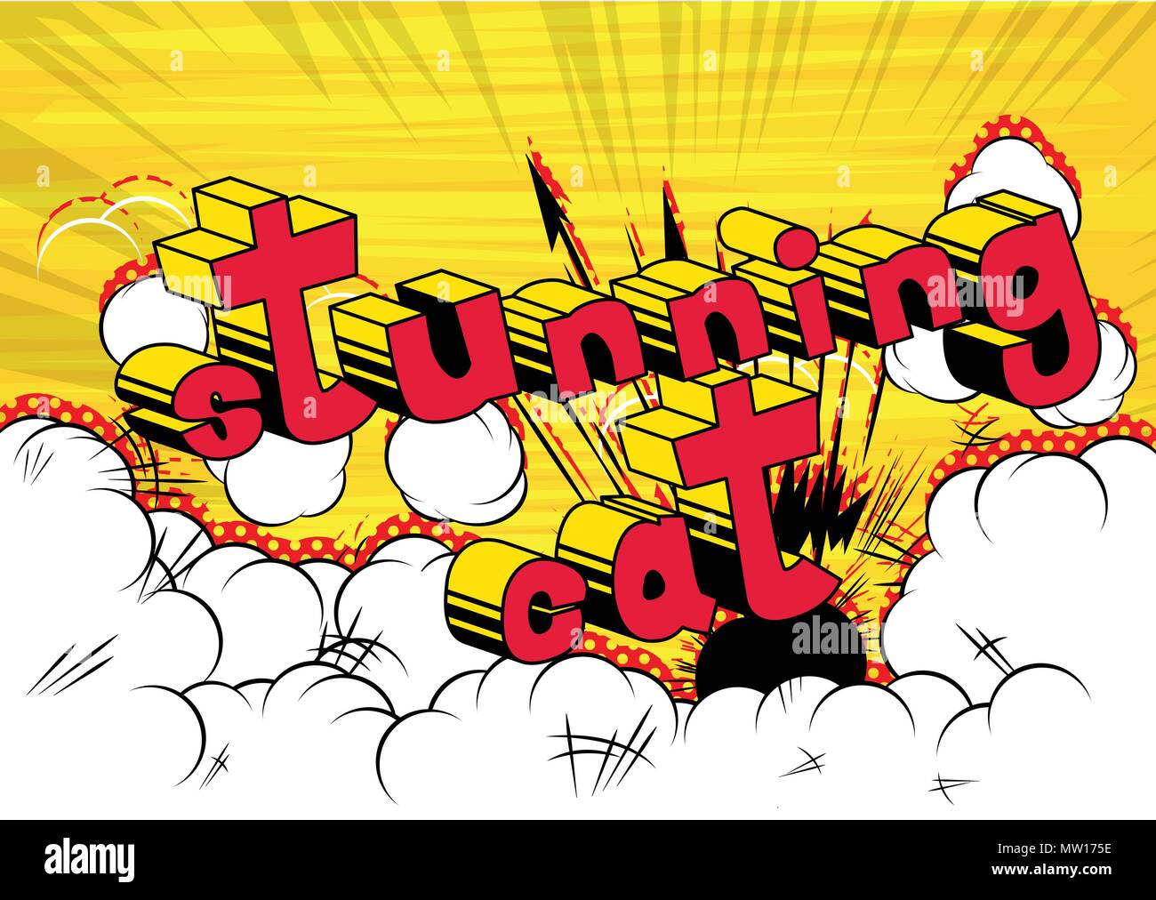 Stunning Cat - Comic book word on abstract background Stock Vector ...