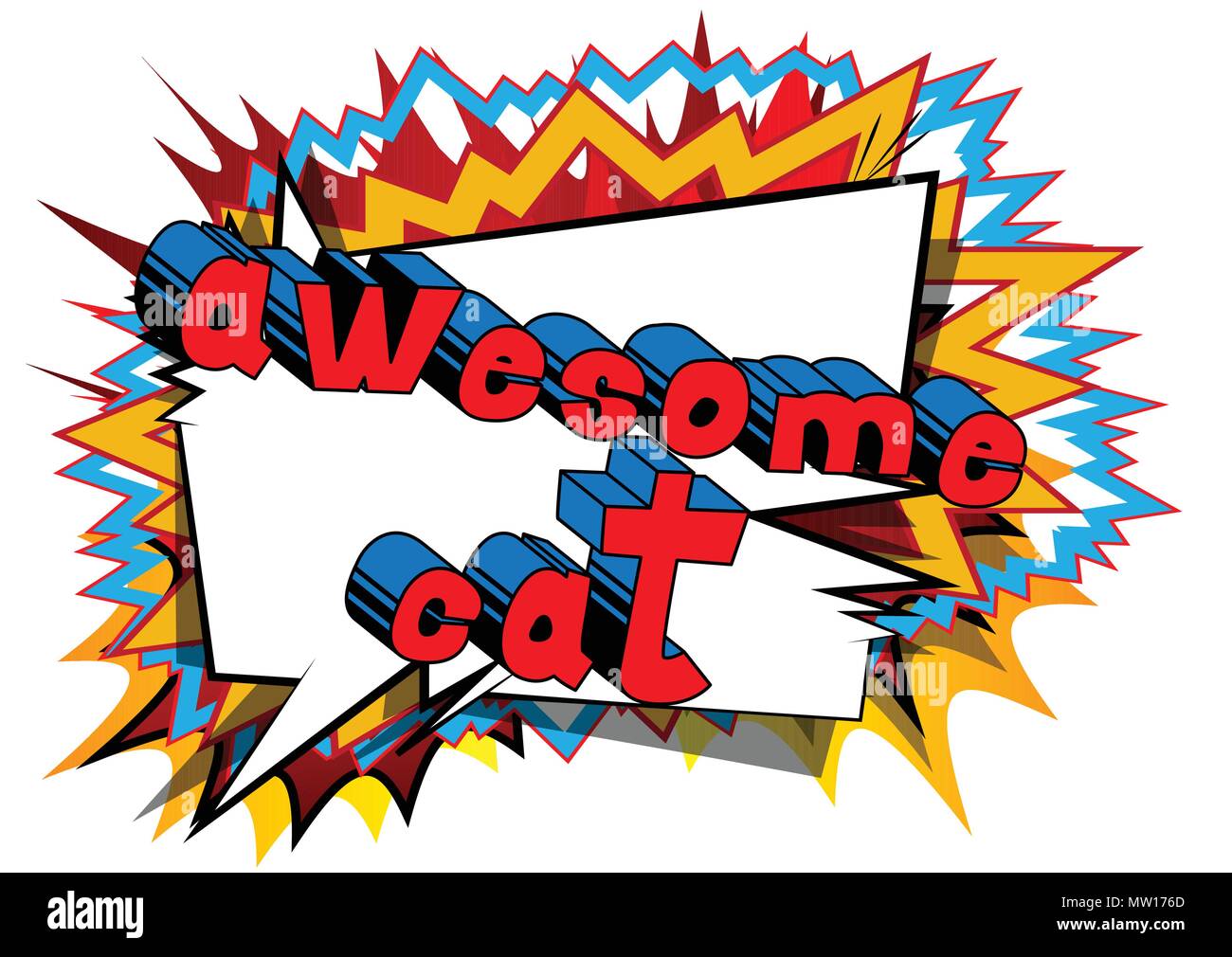 Awesome Cat - Comic book word on abstract background Stock Vector Image ...