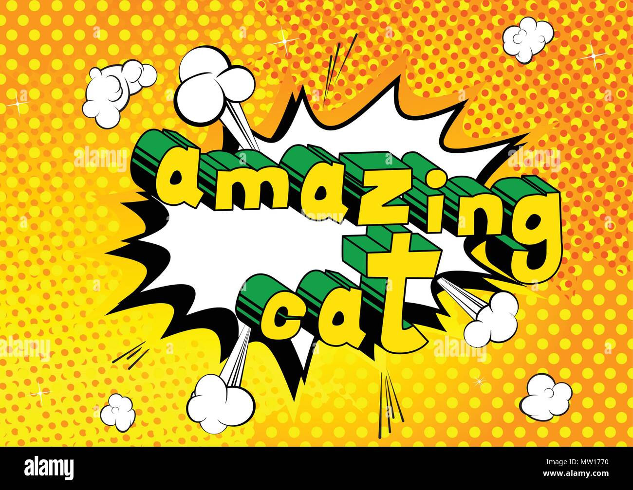 Amazing Cat - Comic book word on abstract background Stock Vector Image ...