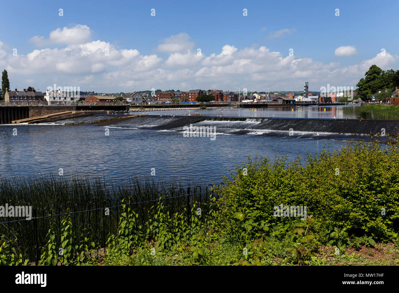 Trews Weir on the River Exe. Exeter, Devon, UK. August, 2017 Stock ...