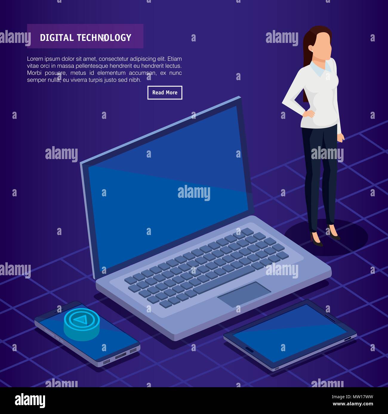 digital technology with business person isometric Stock Vector Image ...