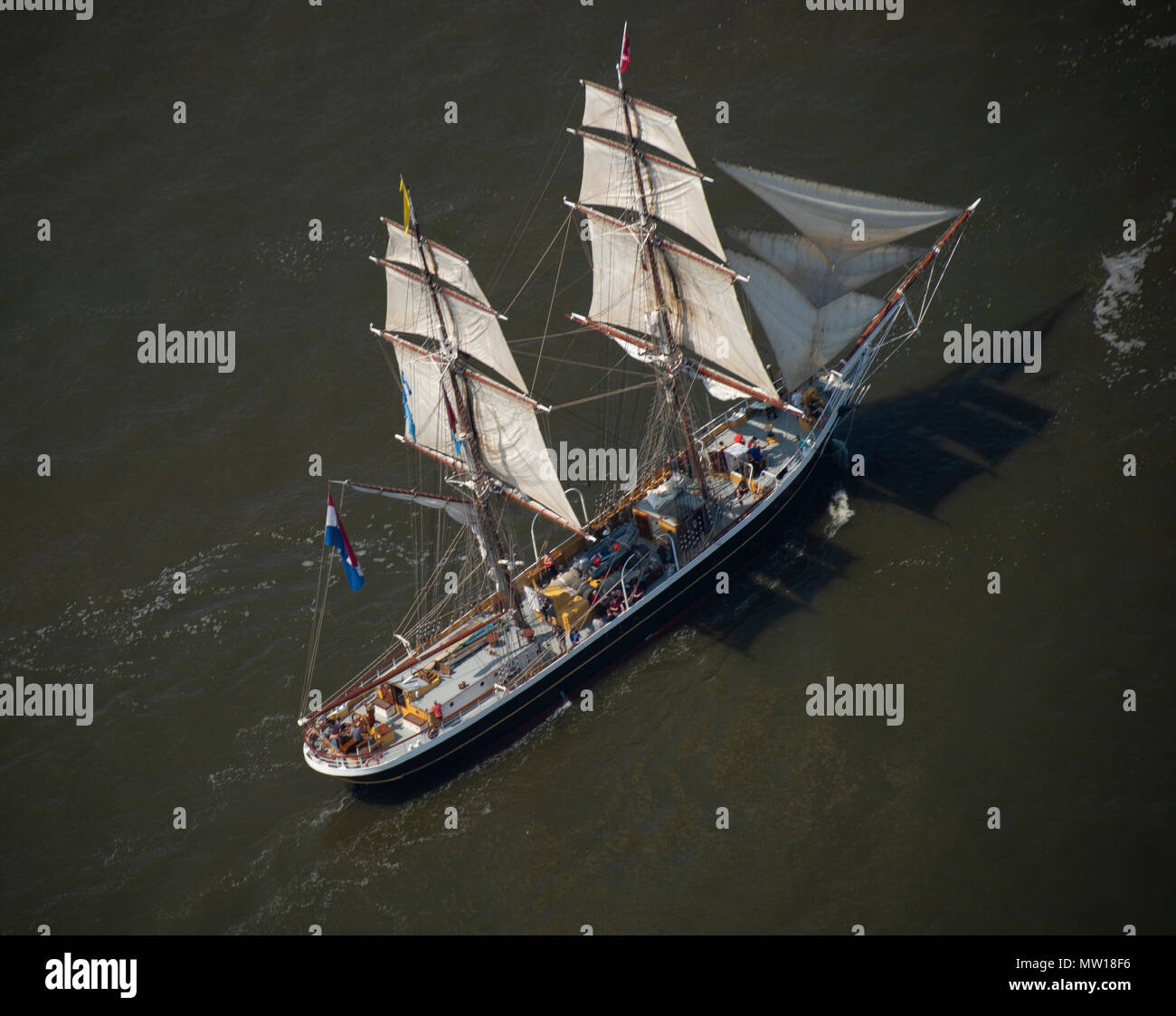 Aerial photo of twin masted tall ship Stock Photo - Alamy