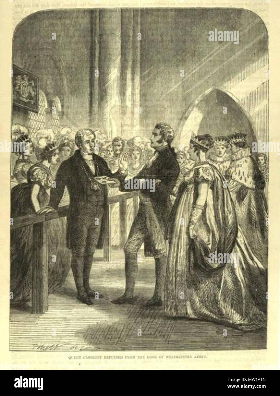 . English: This is a picture showing Queen Caroline repulsed form the ...