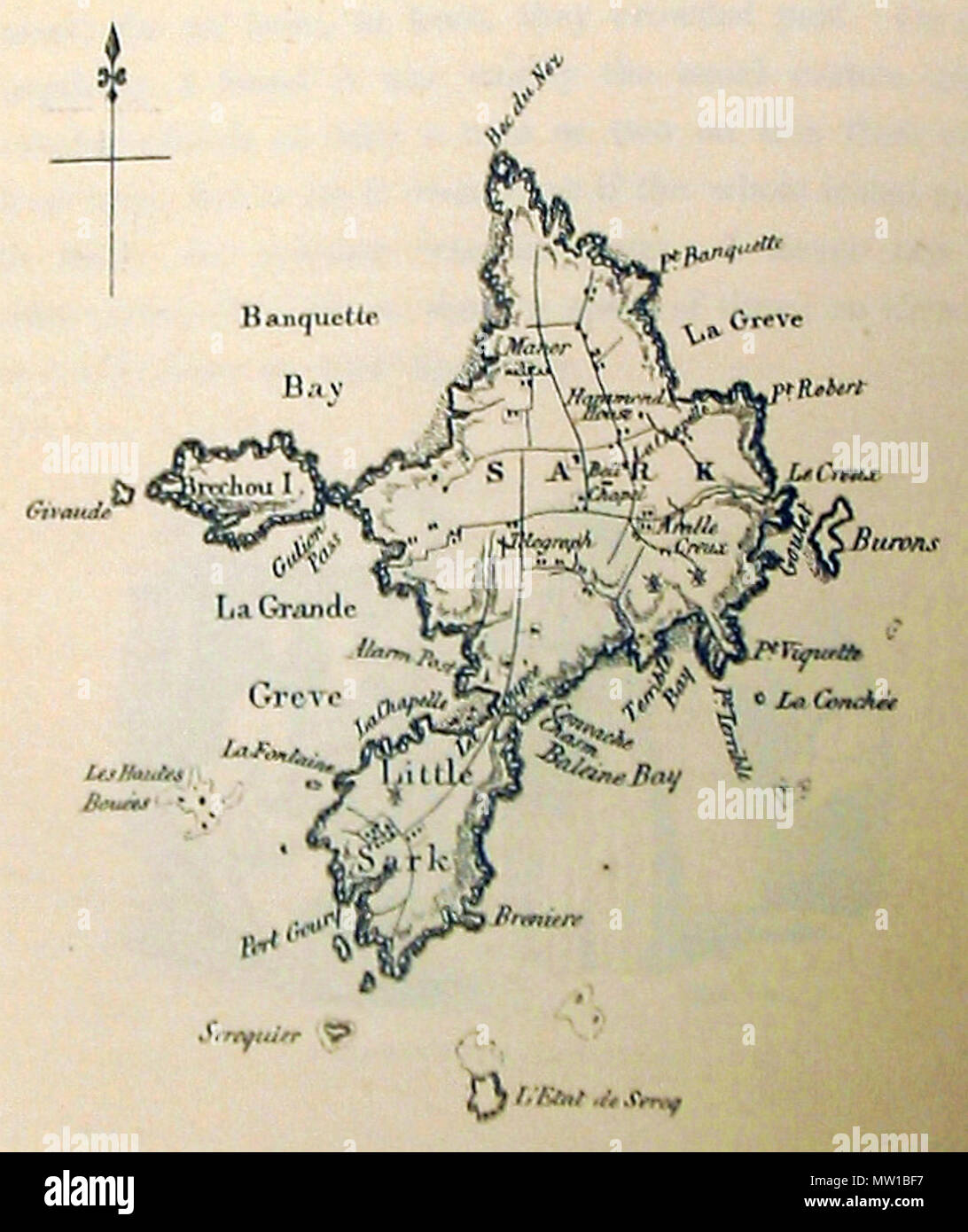 . Nrf: Sèr en 1857 English: Map of Sark. Illustration from The Channel ...