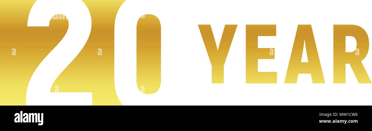 20 year, happy birthday gold logo on white background, corporate ...