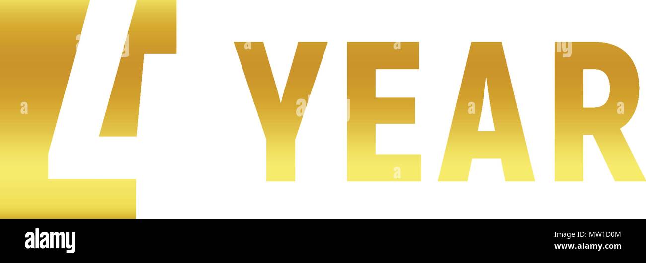 4 year, happy birthday gold logo on white background, corporate ...