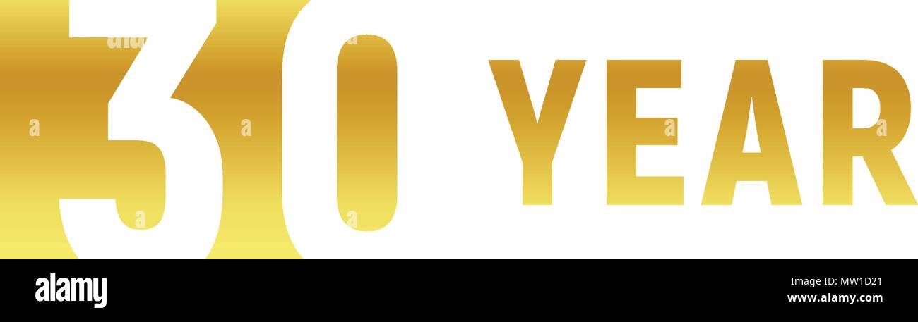 30 year, happy birthday gold logo on white background, corporate ...