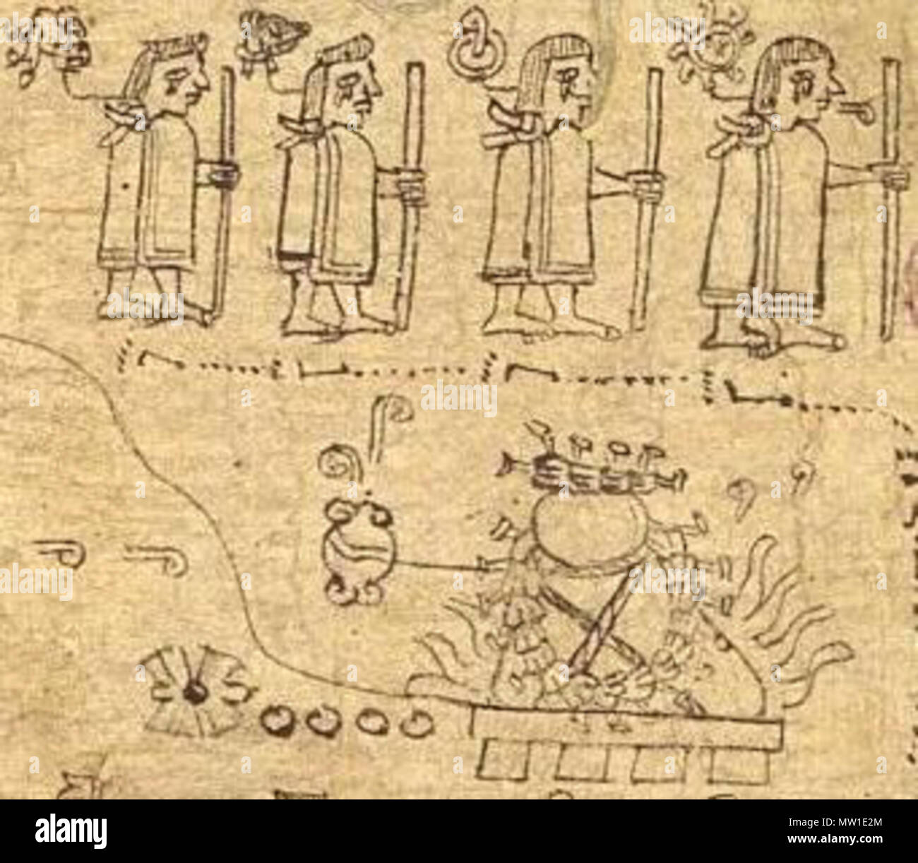 . The funeral for the Tepanec ruler Tezozomoc. 16th century. Unknown ...