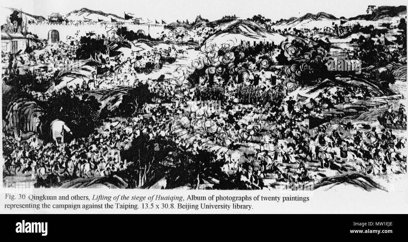 . A scene of the Taiping Rebellion, 1850-1864 . 19th century. Qingkuan ...