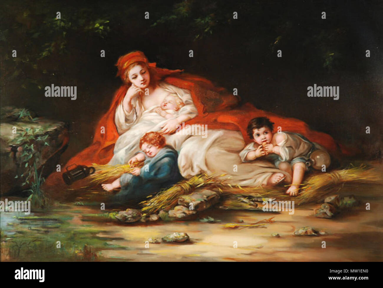 . English: 'Rest,' a painting by American artist Adelia Armstrong Lutz ...