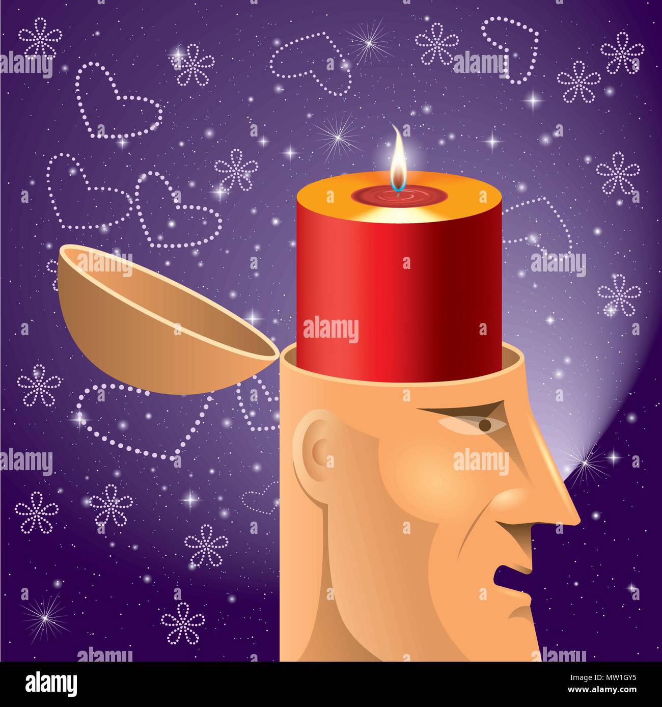 Artificial intelligence concept design, candles in the brain Stock ...