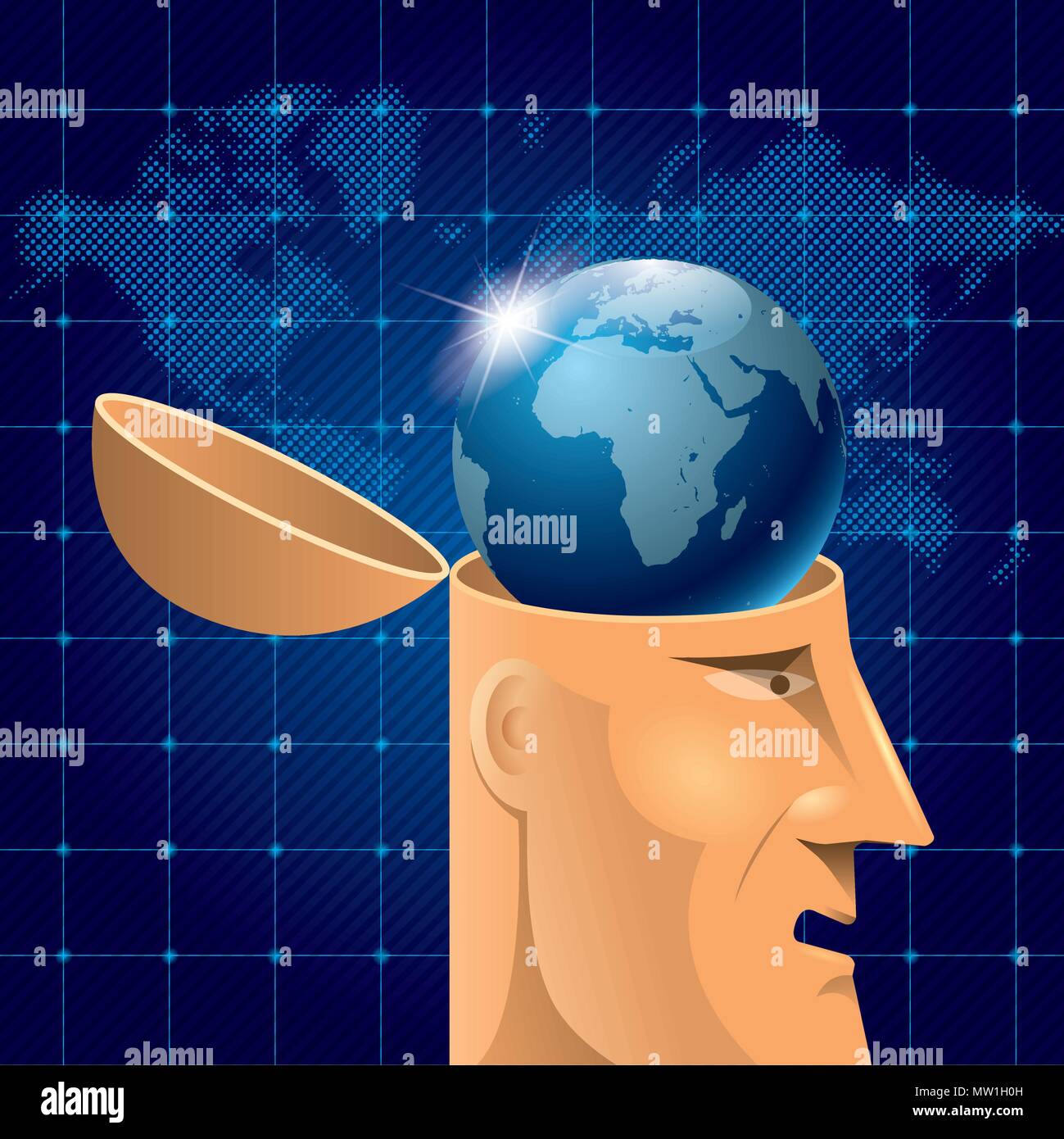 Artificial intelligence concept design, earth in the brain Stock Vector ...