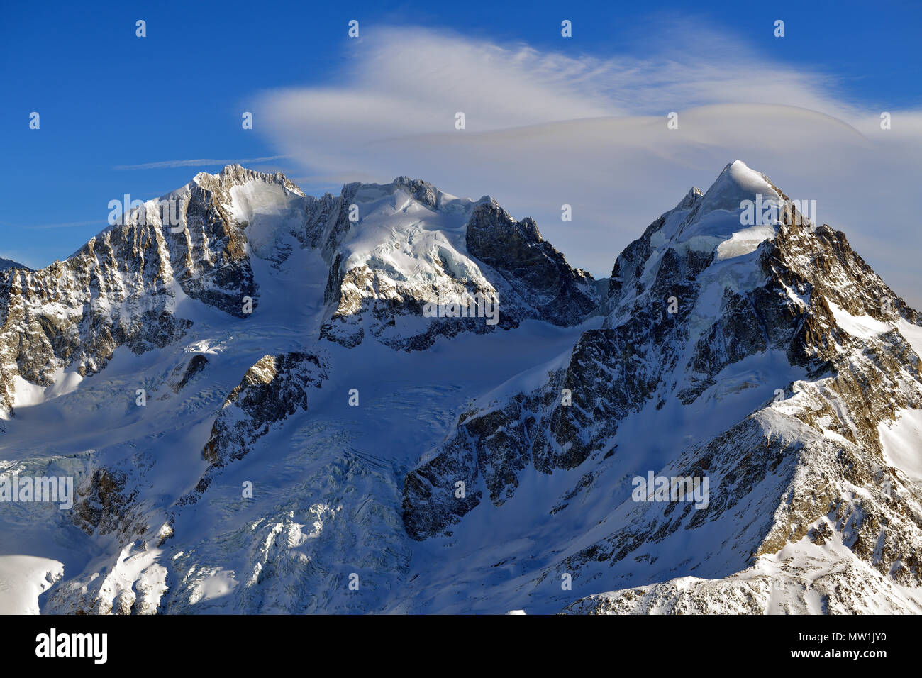 Piz Roseg, Piz Bernina and Piz Scerscen seen from Corvatsch, Upper ...