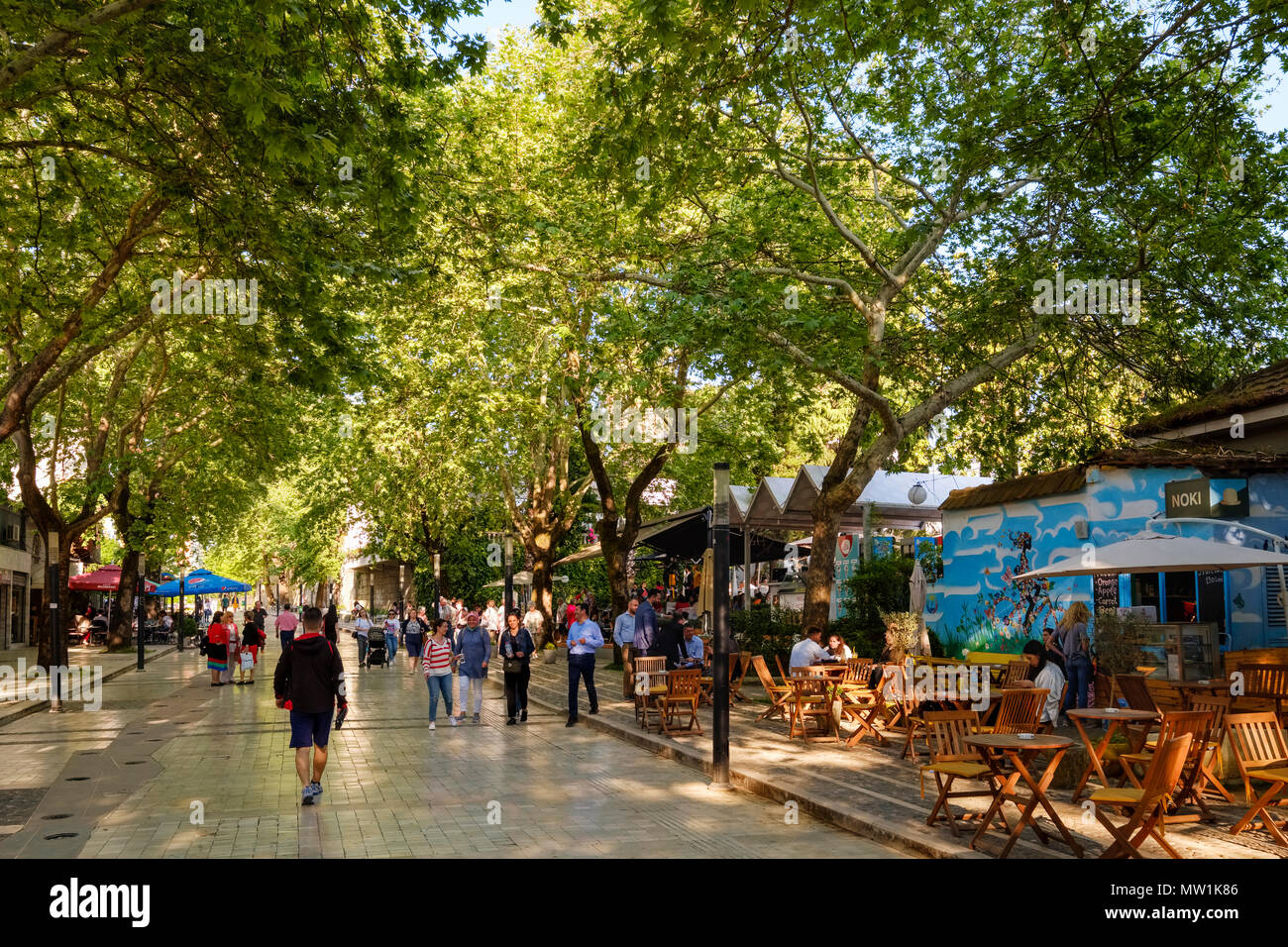 Murat Toptani, pedestrian area, Tirana, Tiranë, Albania Stock Photo - Alamy