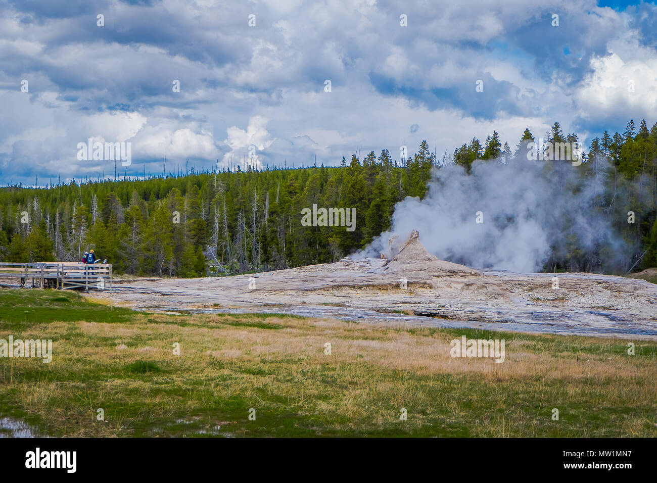 Closeup of Giant Geyser, the second tallest geyser of the world. Upper ...
