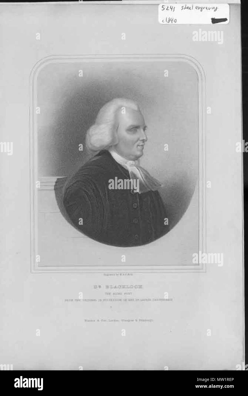 . English: Thomas Blacklock (1721-1791) . 1840. Nineteenth-century ...
