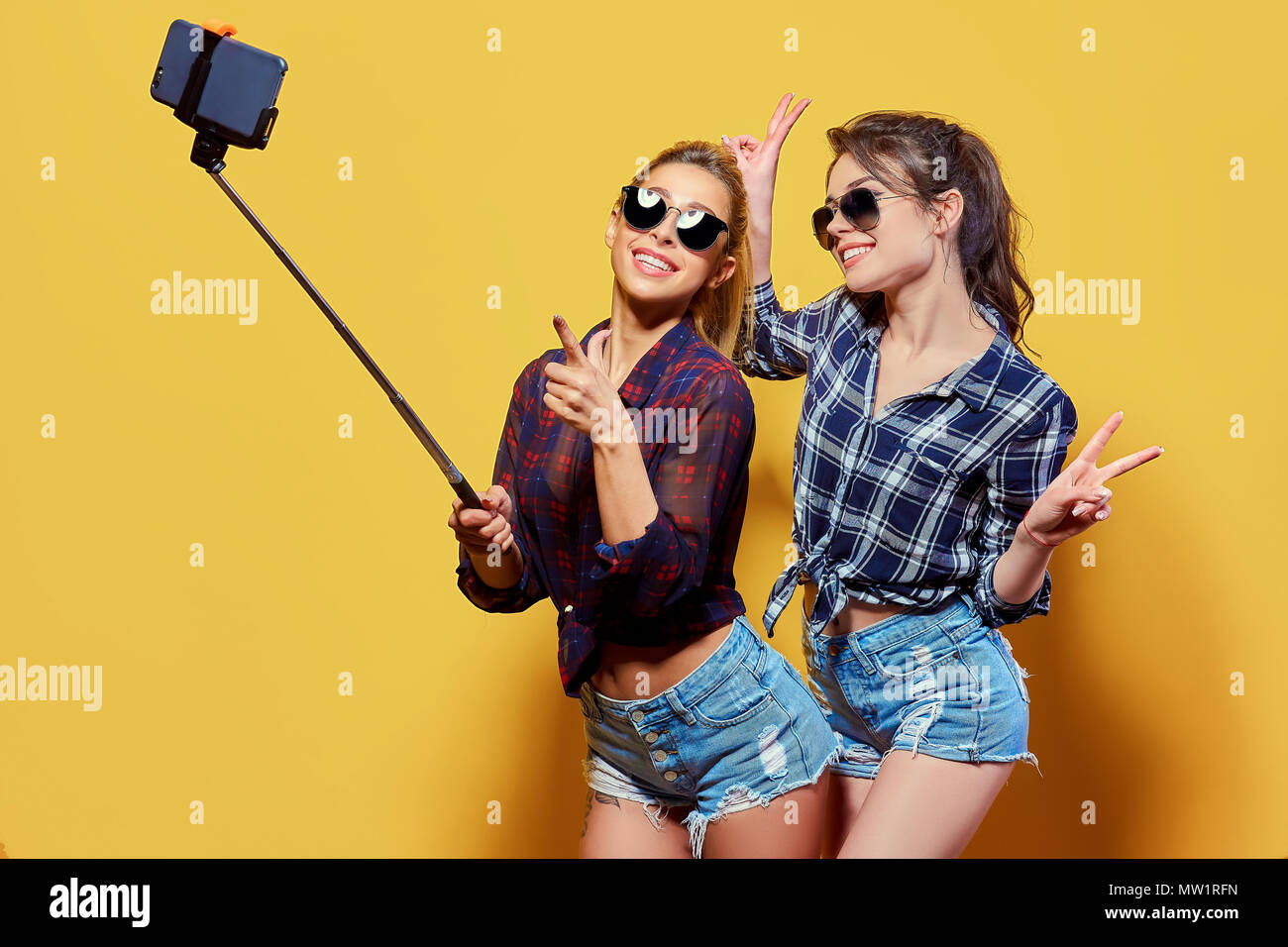 Fashion portrait of two friends posing Stock Photo - Alamy