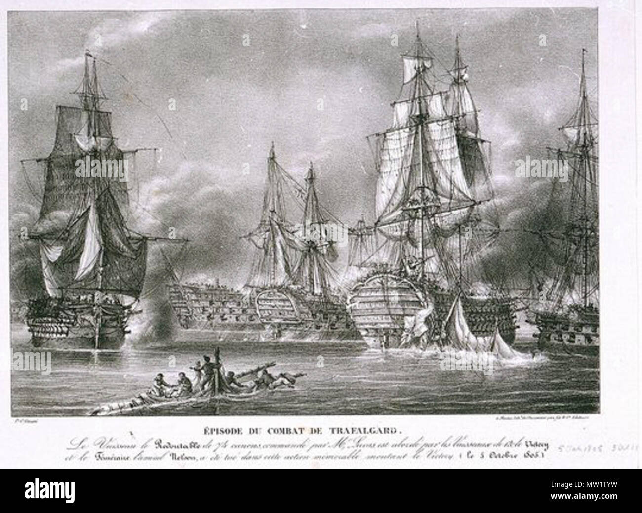 . Episode du Combat de Trafalgar. Le Vaisseau le Redoutable de 74 ...