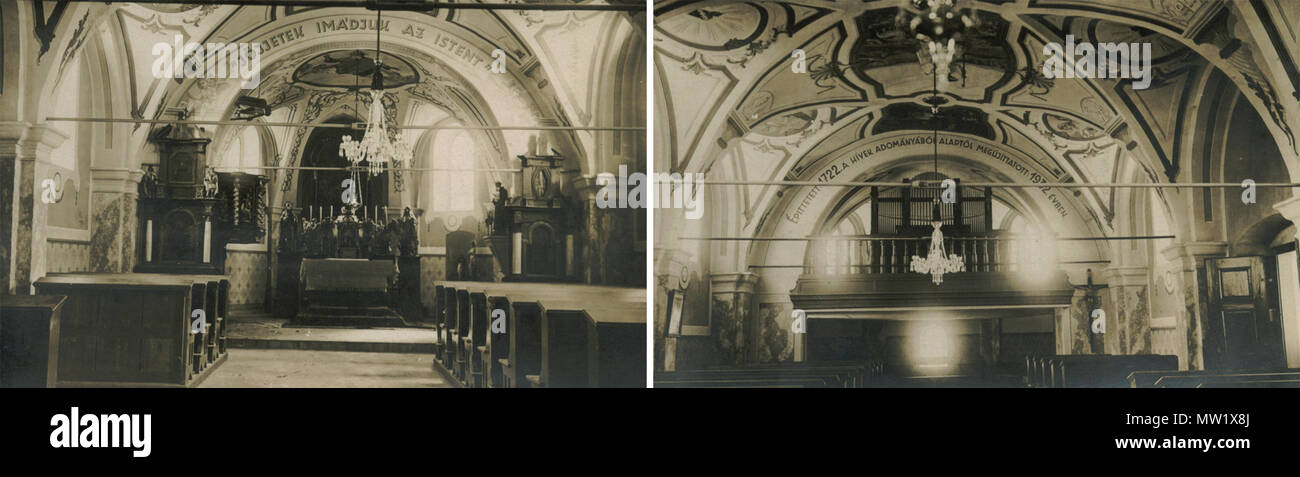 . English: Church of Paňa from 1932 Magyar: Nemespanni templom belseje ...