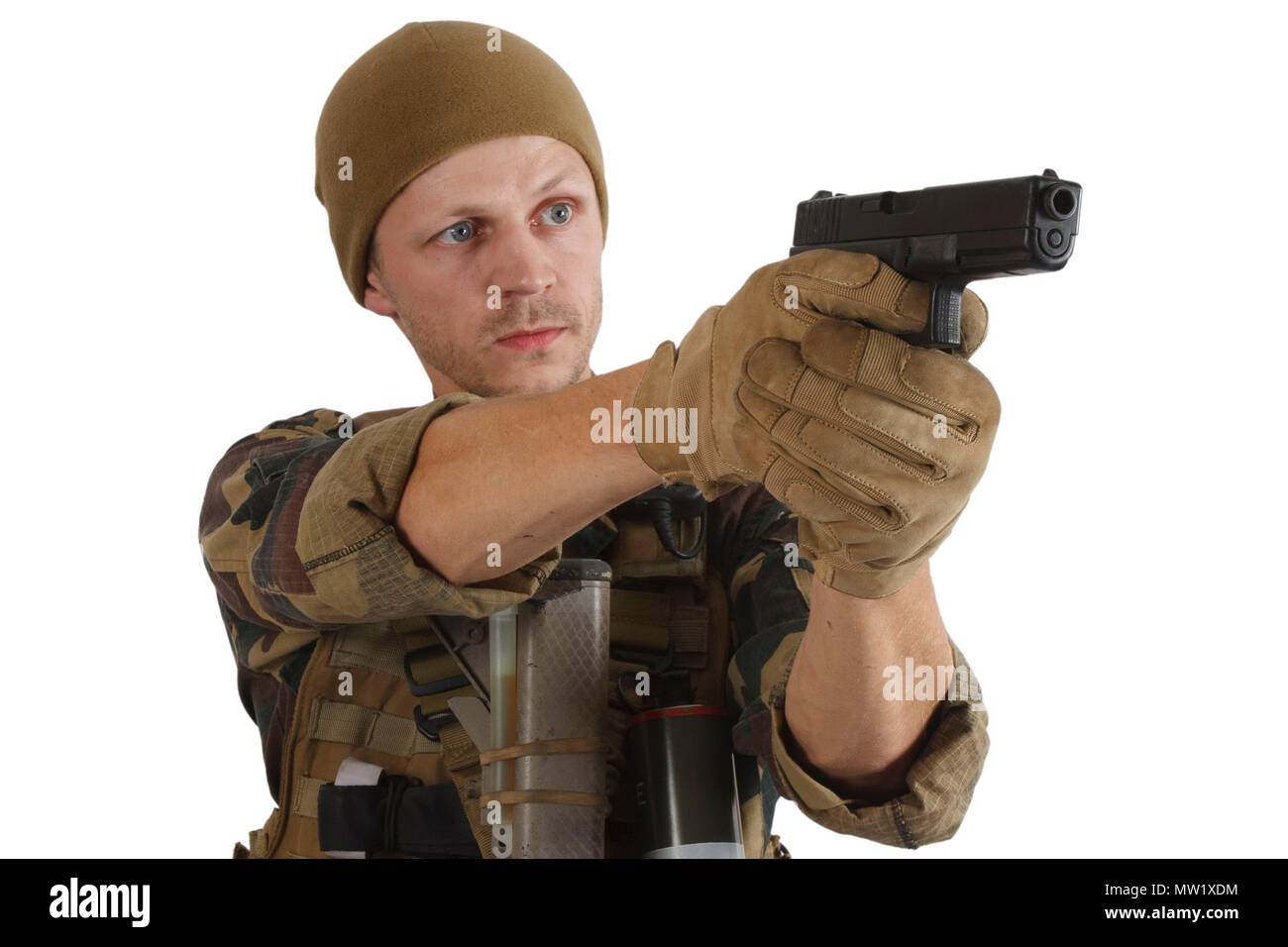 Private Military Company operator with hand gun Stock Photo - Alamy