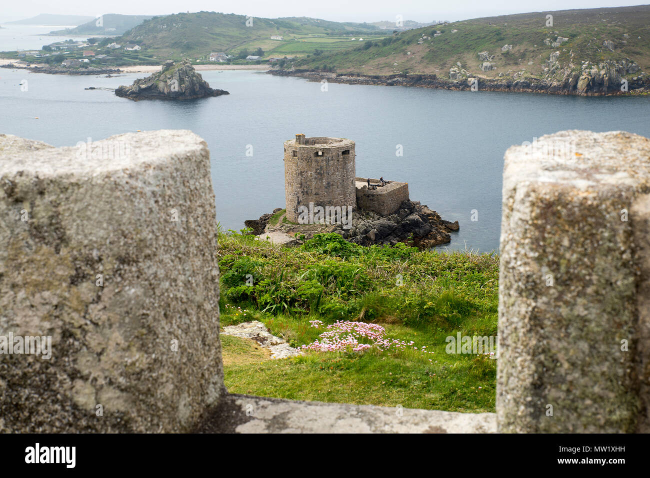 Tresco - King Charles' castle looking towards Cromwell's castle Stock ...