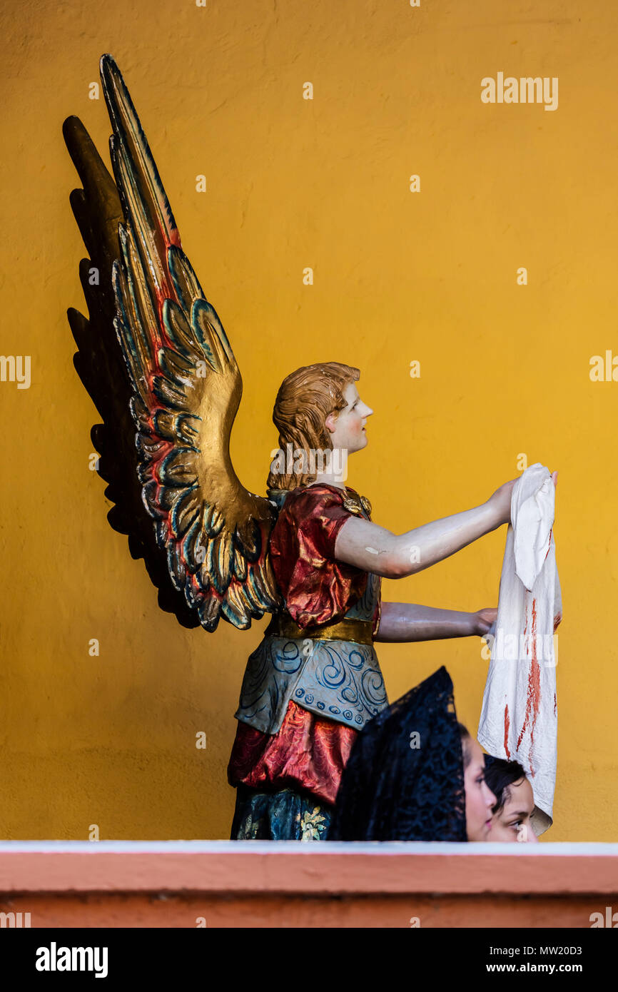 A statue of an Angel on display in the ORATORIO CHURCH courtyard in ...