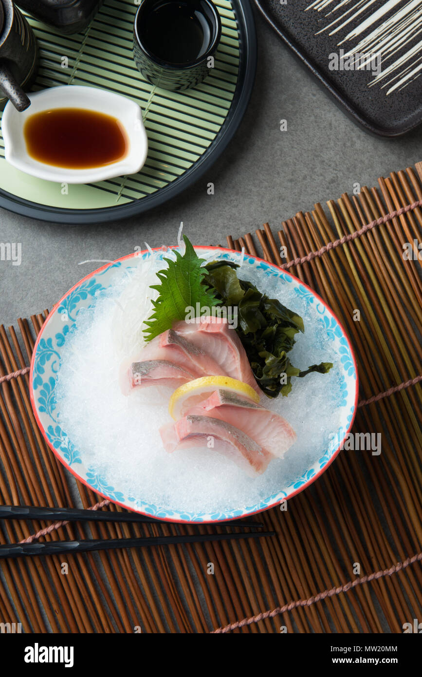 Greater Amberjack Kanpachi Sashimi sushi Stock Photo - Alamy