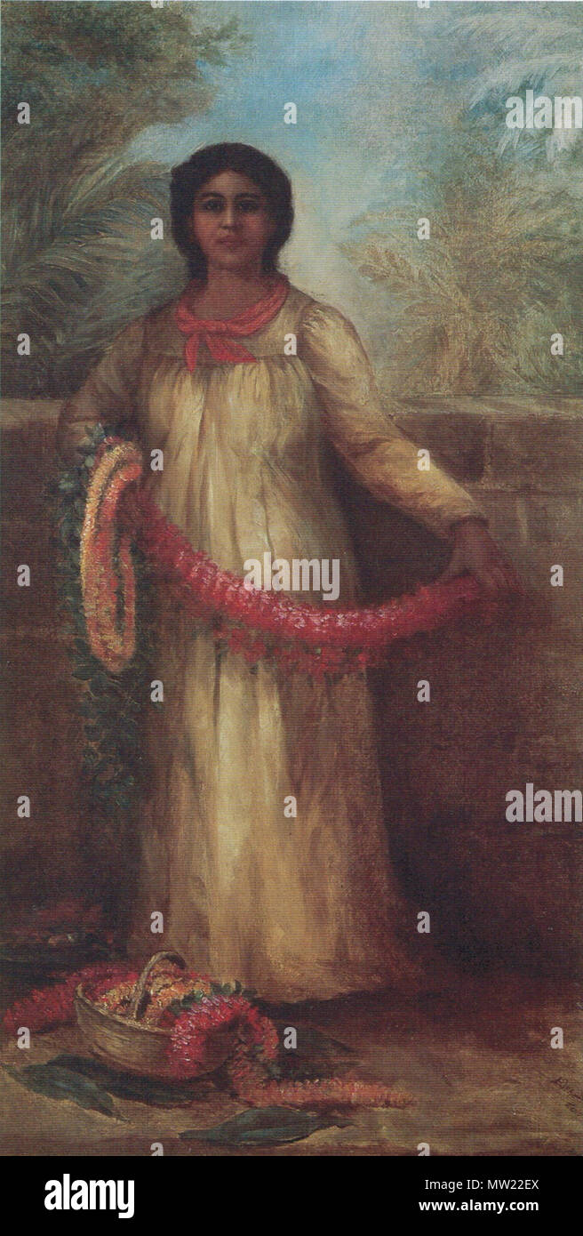 . English: Flower Lei Seller, oil on canvas painting by Bessie Wheeler ...