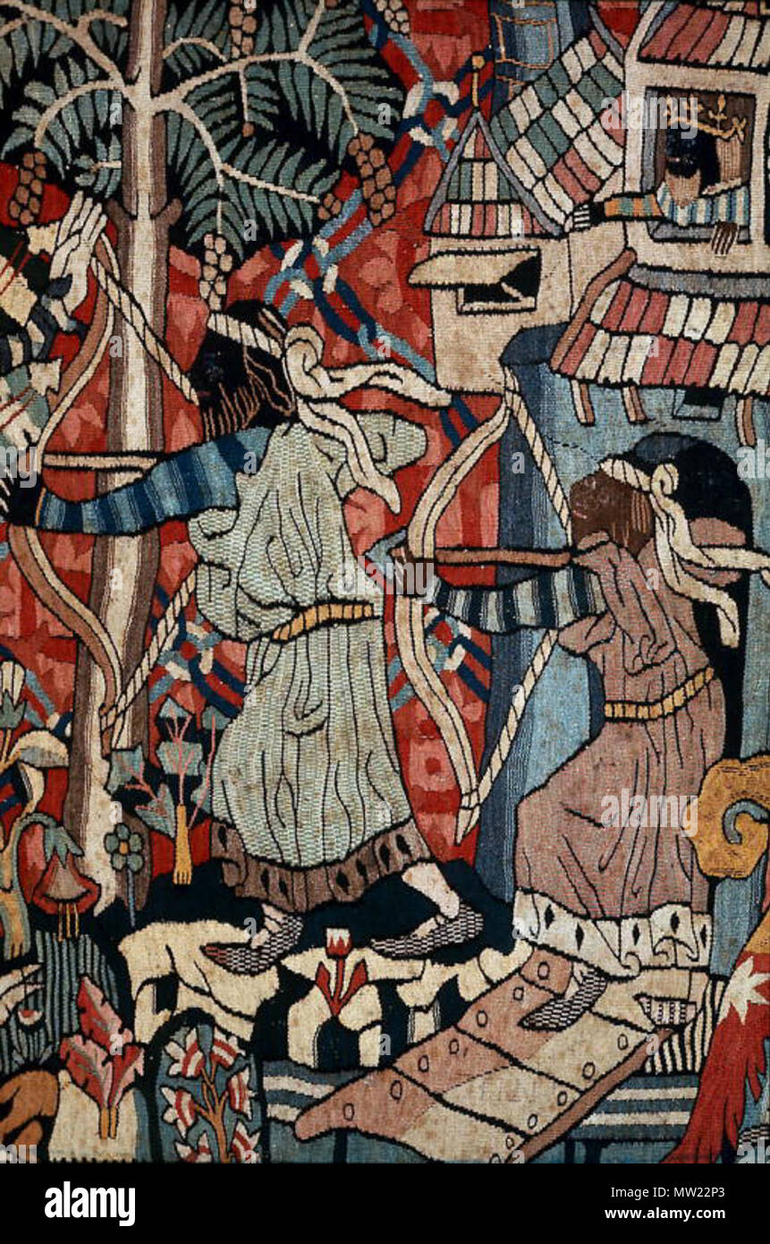 . Wild Men and Moors, Detail (11/12), Warp: linen Wefts: wool; tapestry ...