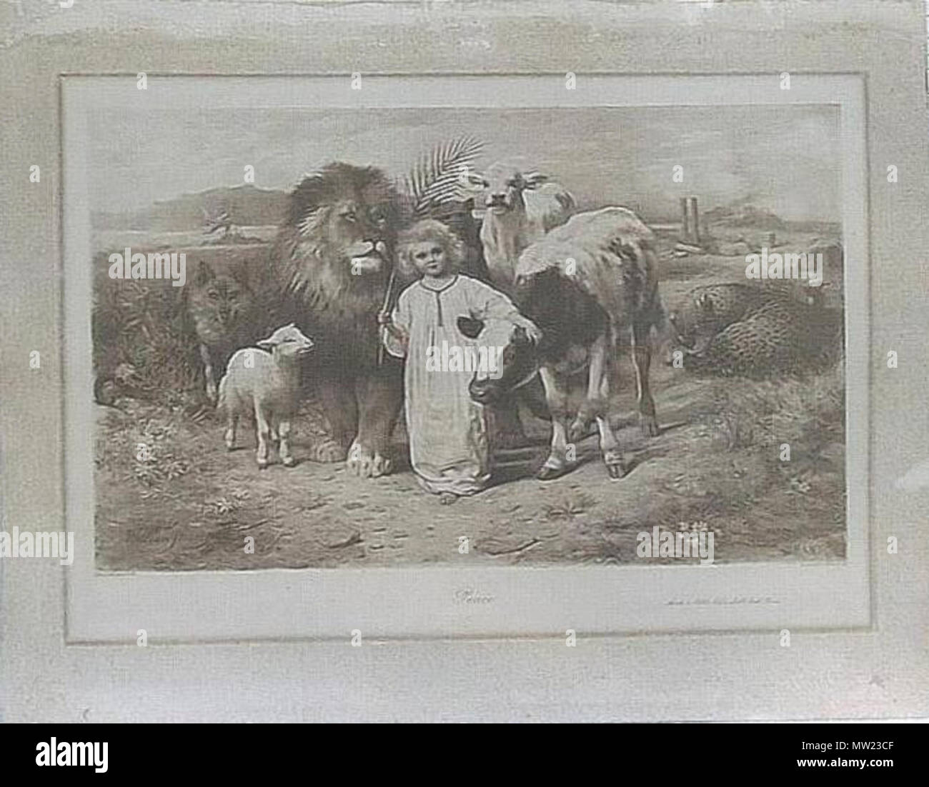 . Image of an etching by artist William Strutt in 1896. Isaiah 11:6,7 ...