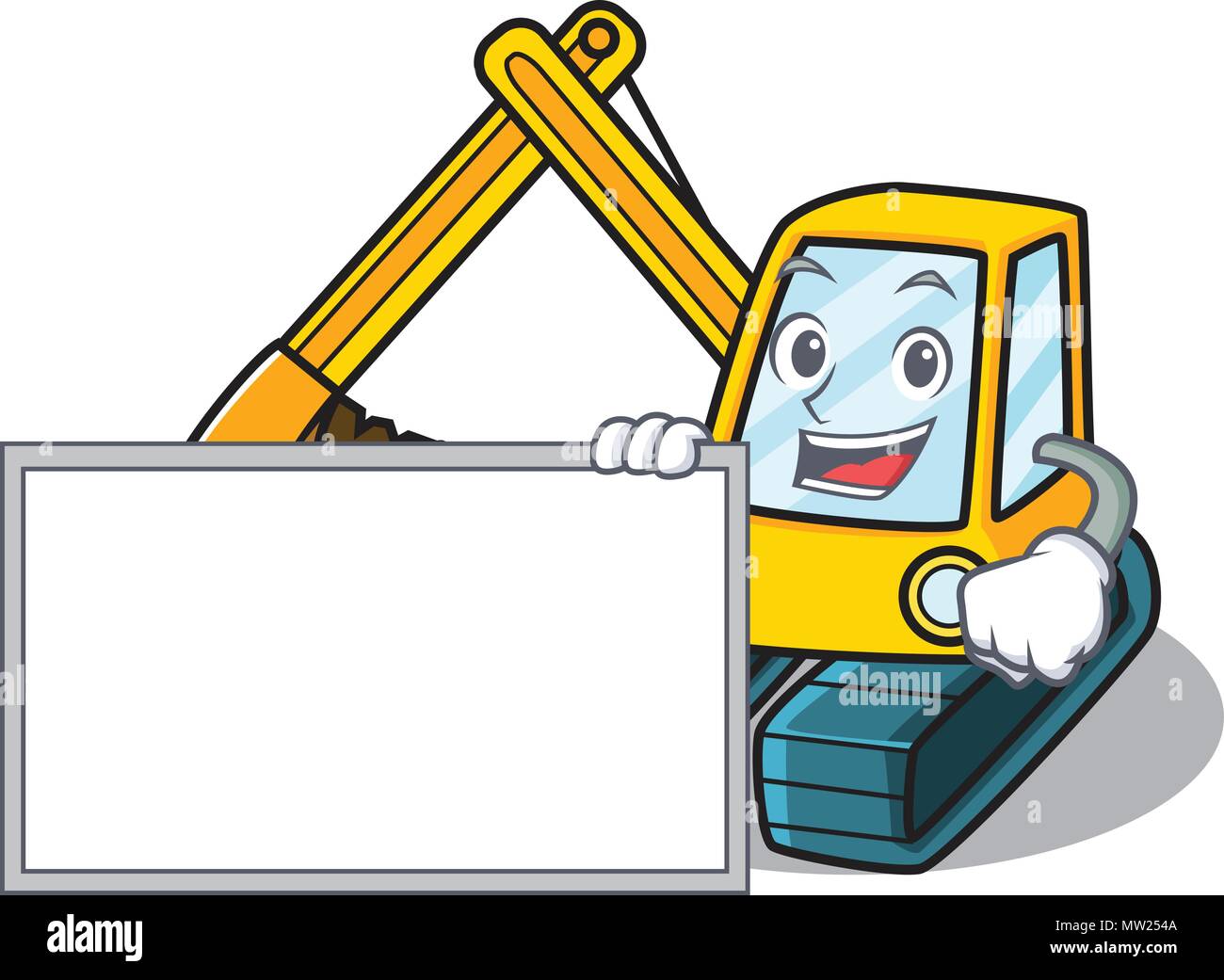With board excavator character cartoon style Stock Vector Image & Art ...