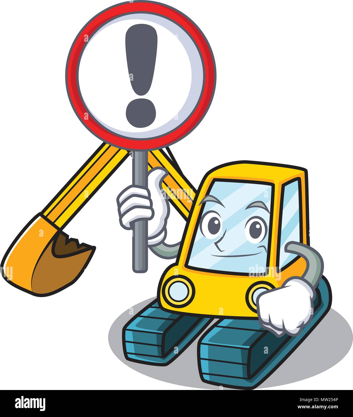 With sign excavator character cartoon style Stock Vector Image & Art ...