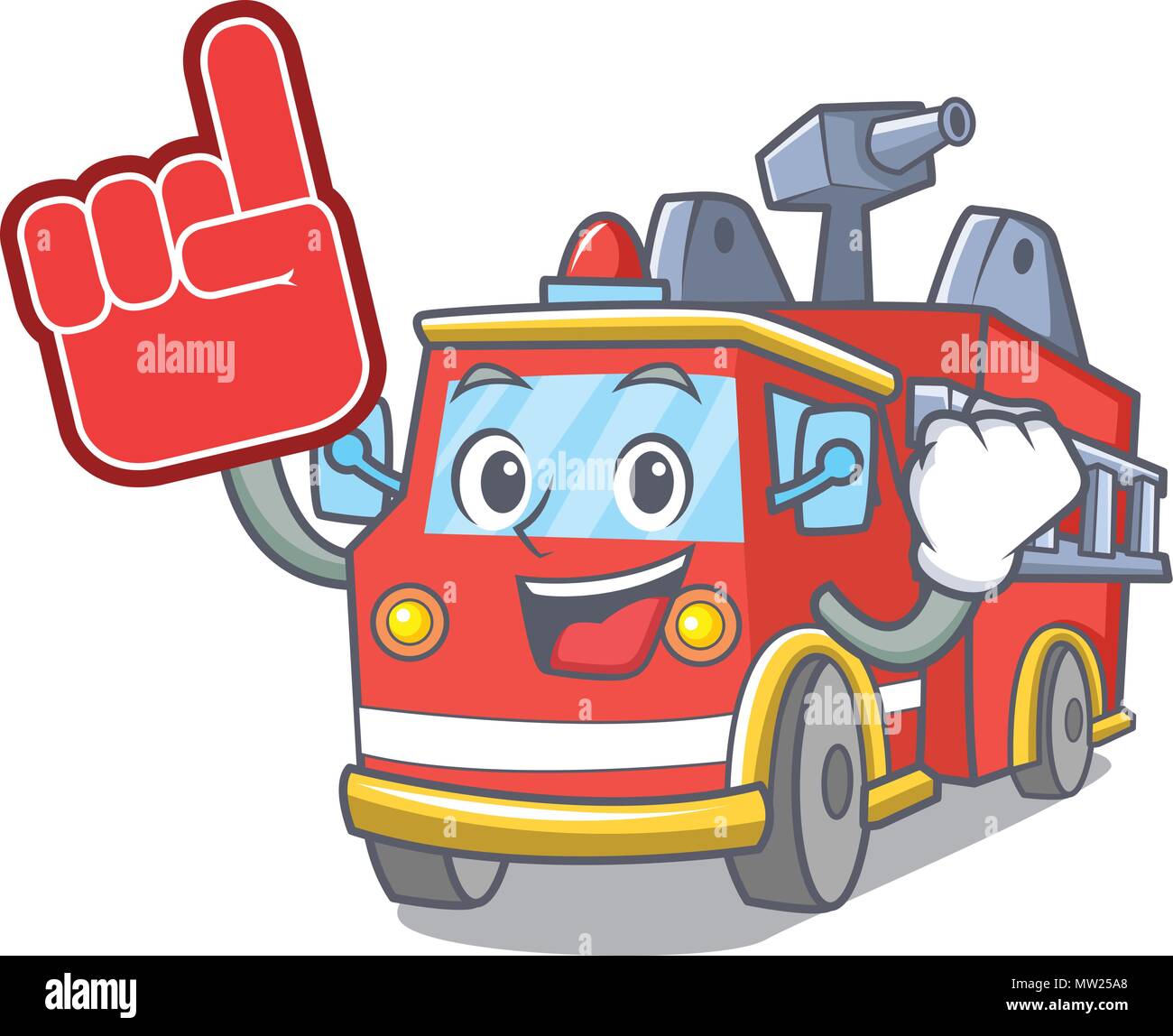 Foam finger fire truck mascot cartoon Stock Vector Image & Art - Alamy