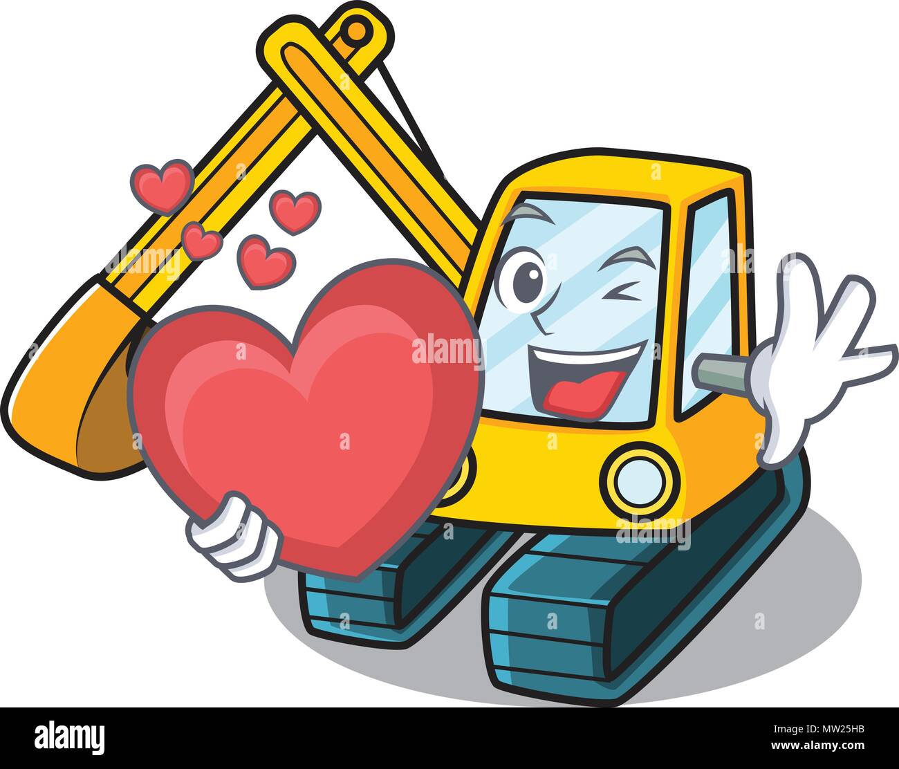 With heart excavator mascot cartoon style Stock Vector Image & Art - Alamy