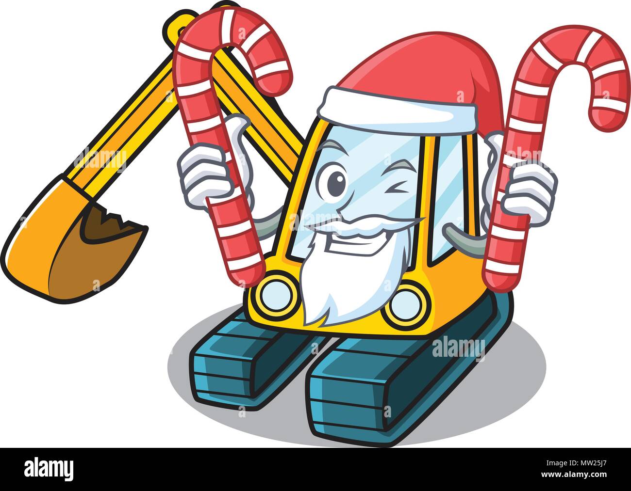 Santa with candy excavator mascot cartoon style Stock Vector Image ...