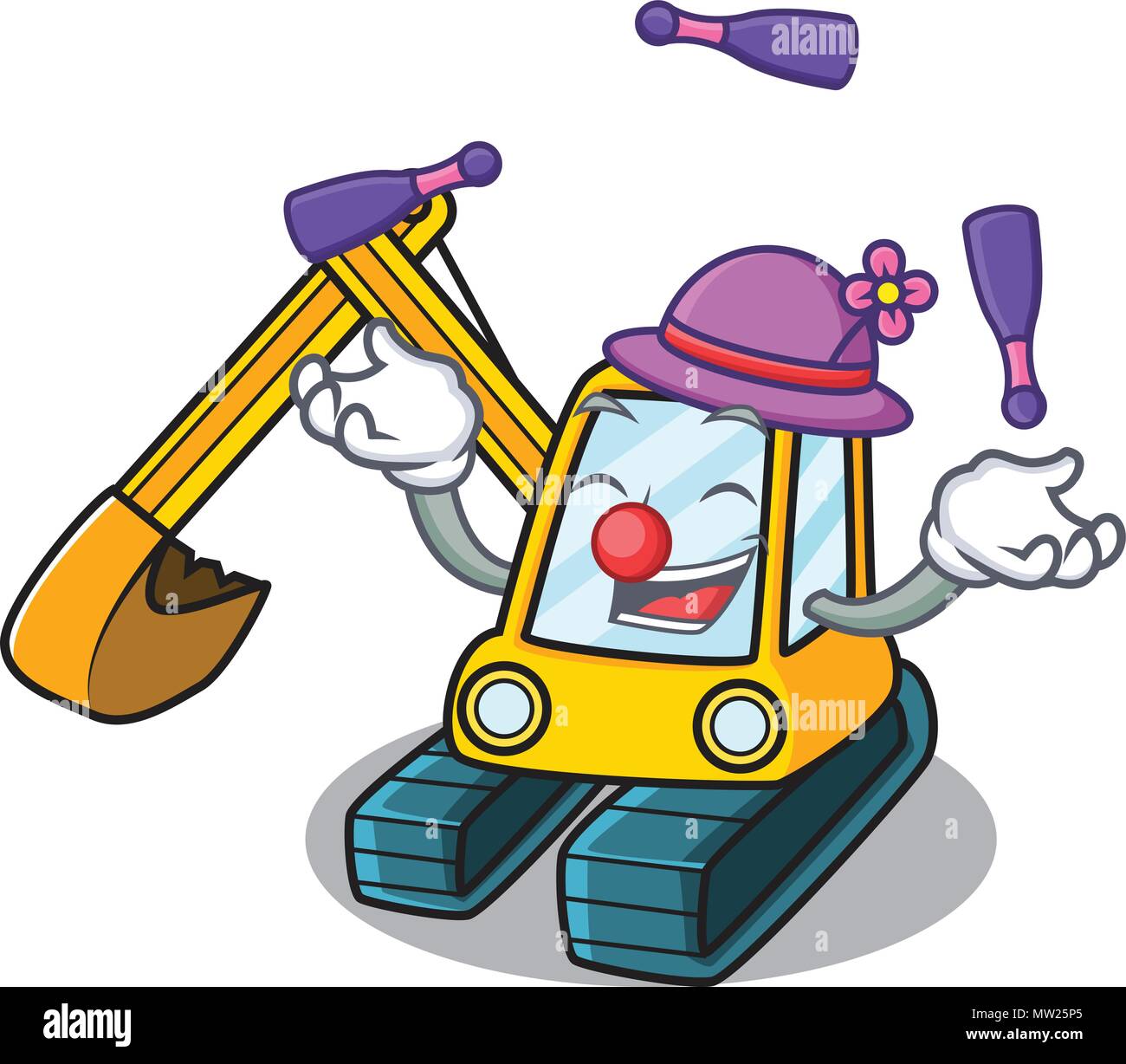 Juggling excavator mascot cartoon style Stock Vector Image & Art - Alamy
